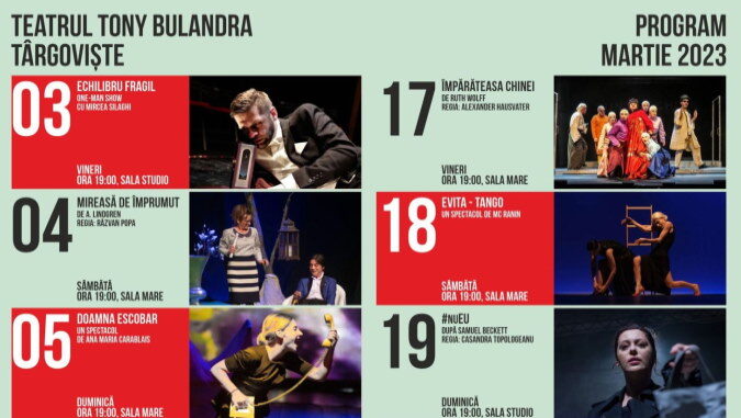 Află programul spectacolelor din luna martie la Teatrul Municipal Tony ...
